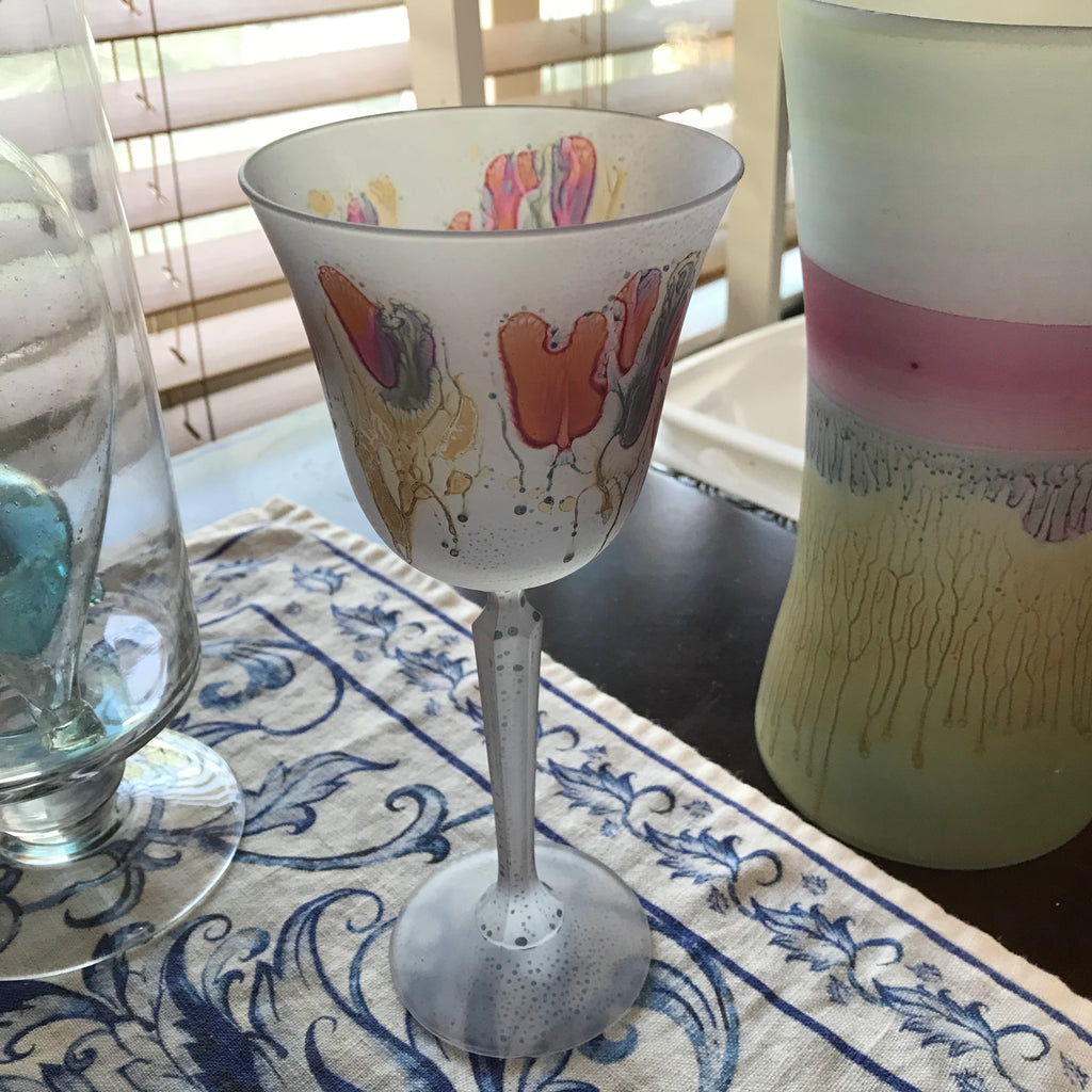 Frosted Love Fever Cocktail Glasses _ Set of 2 - Fancy Retro Stemware Glass