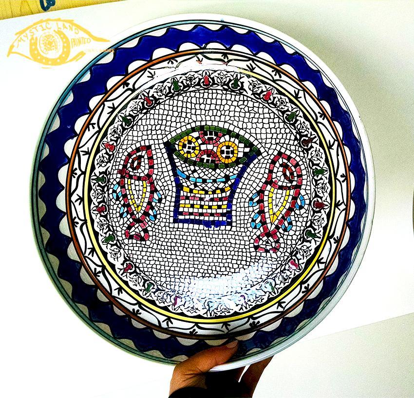5 Loaves 2 Fish Ceramic Bowl | Palestinian Christian Art