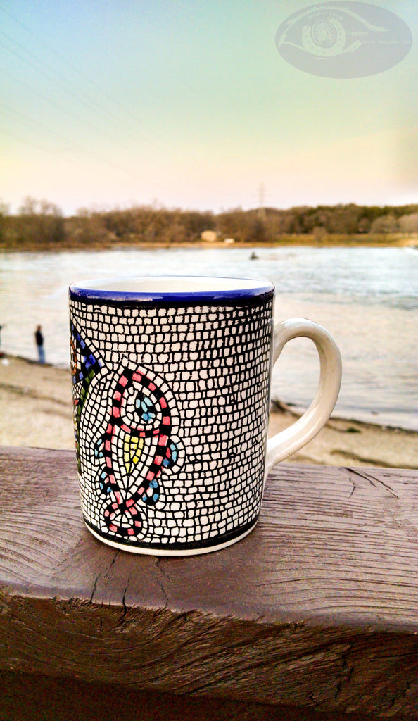 Fish & Loaves of Jesus Mosaic Mugs- Palestinian Art & Crafts
