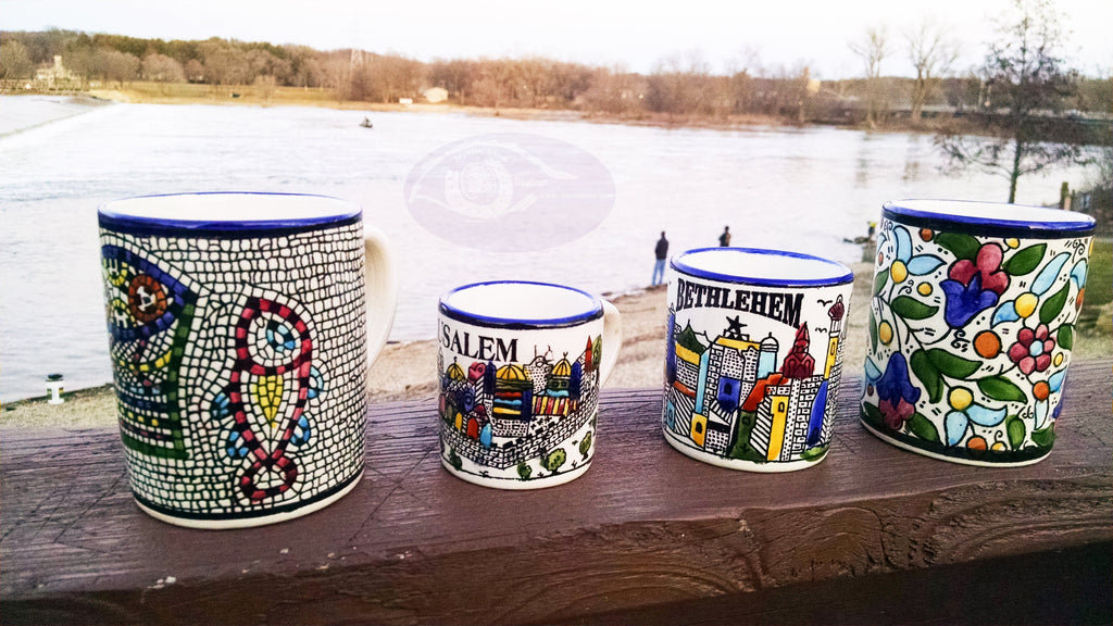 Fish & Loaves of Jesus Mosaic Mugs- Palestinian Art & Crafts